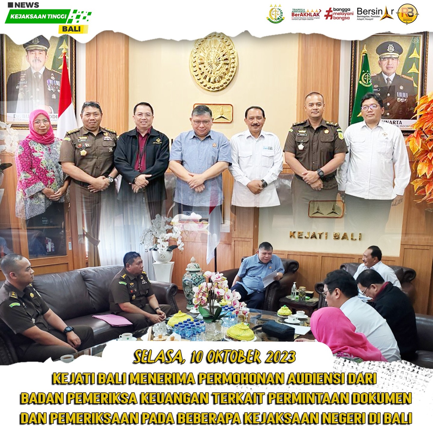 Kejati Bali Menerima Permohonan Audiensi dari Badan Pemeriksa Keuangan Terkait Permintaan ...